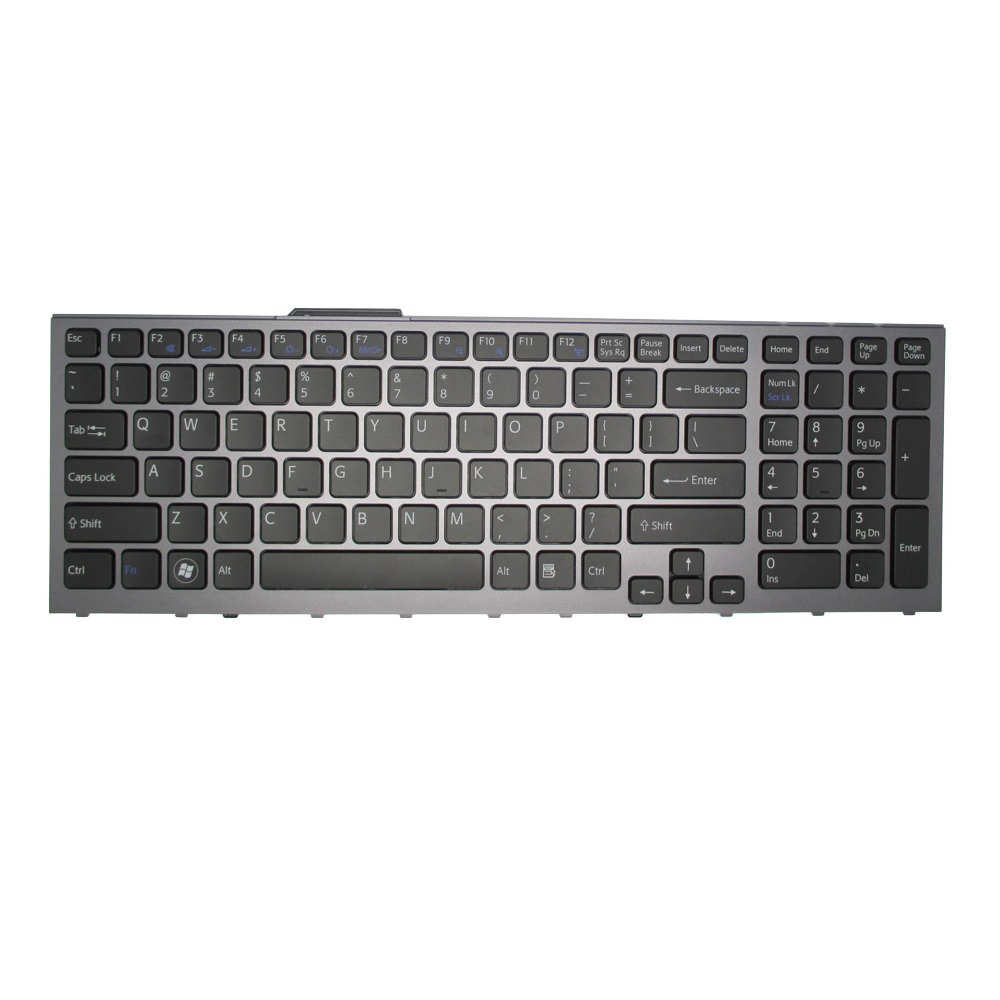 Keyboard Sony VPC F11 VPC F12 VPC F13 Series With Gray Frame Black