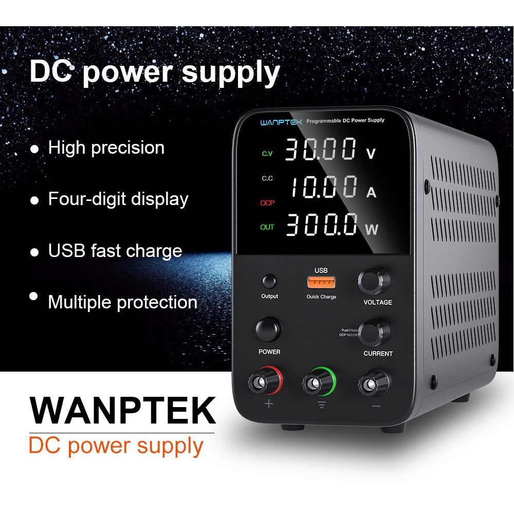 Wanptek Adjustable DC Power Supply 30V 10A - WPS3010H - Black ...