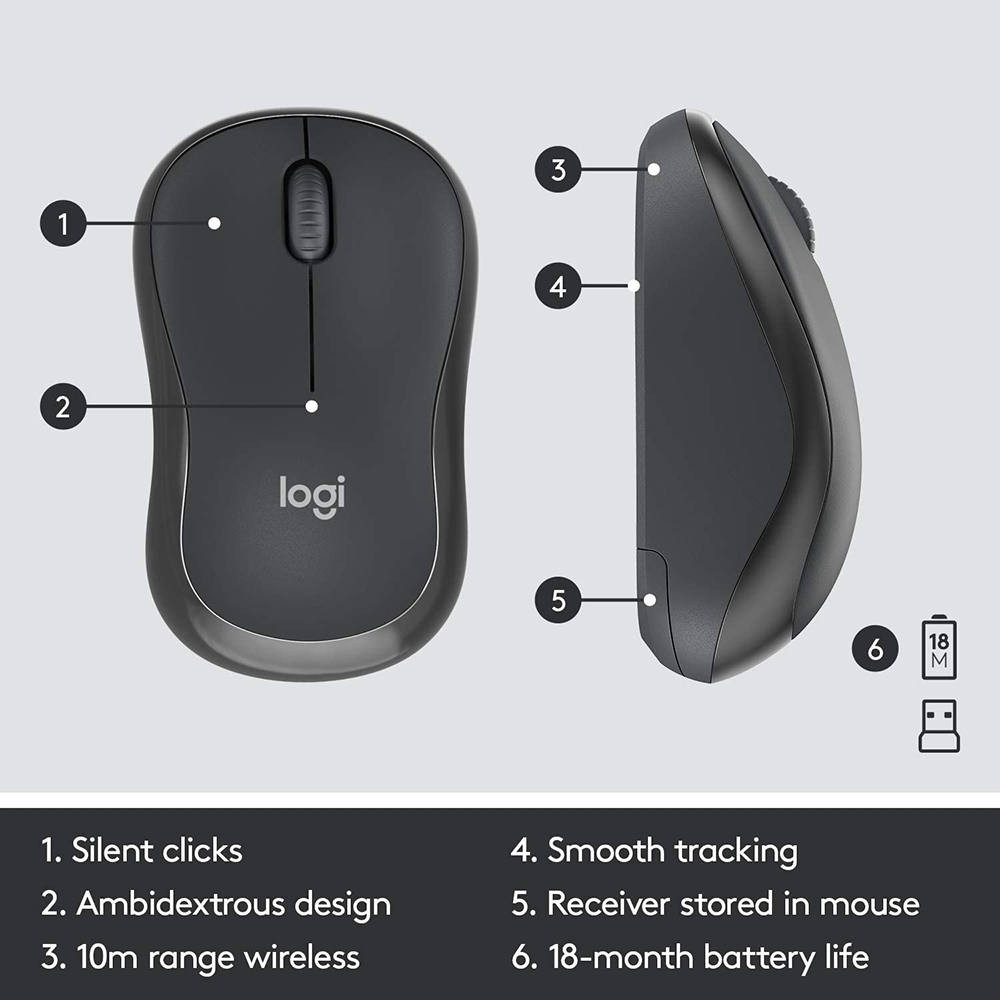 Logitech Silent Wireless Keyboard with Mouse Combo - MK295 - Black ... Logitech Silent Wireless Keyboard with Mouse Combo - MK295 - Black ...