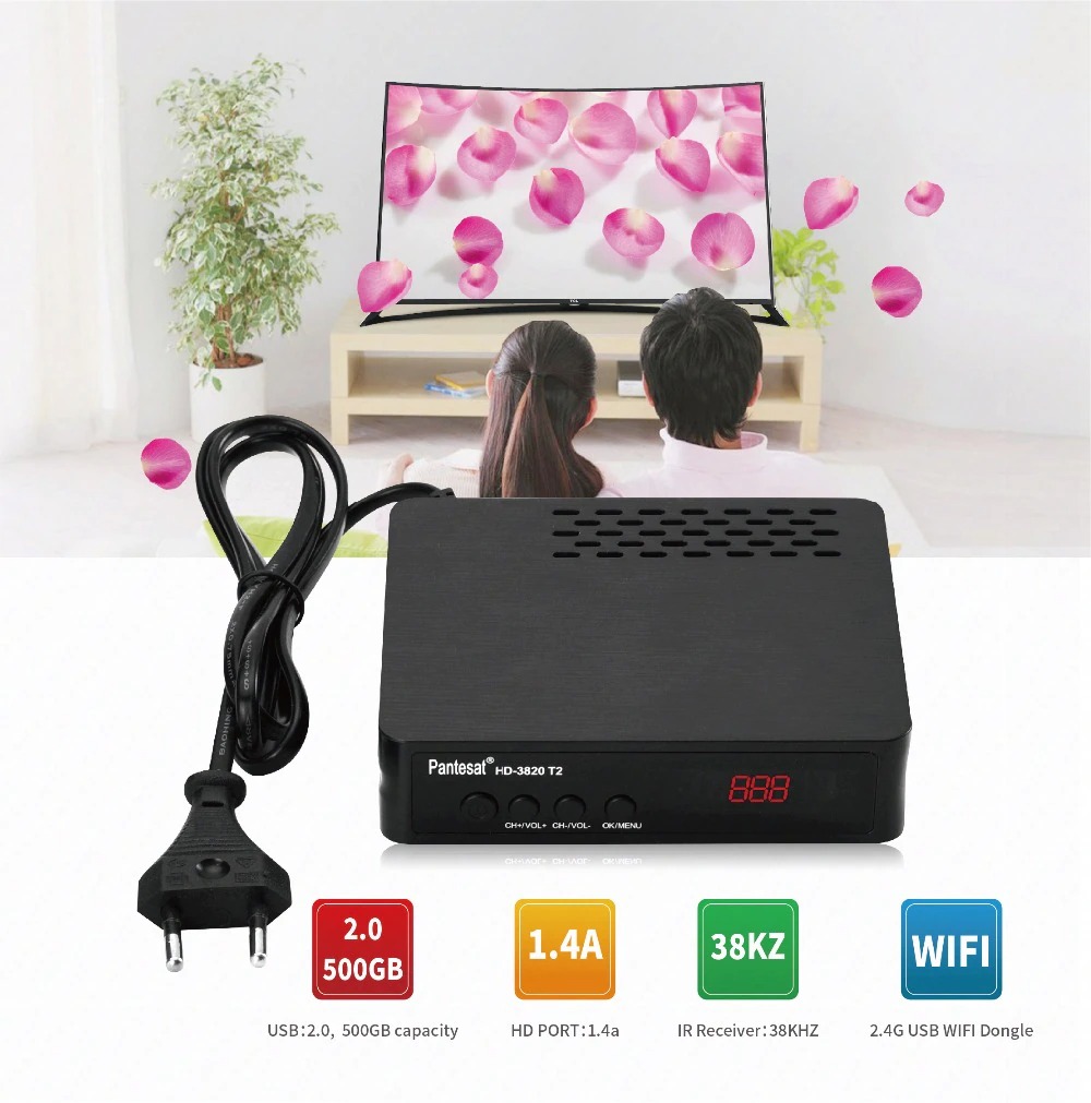 Pantesat Digital TV Tuner Set Top Box WiFi Receiver DVB-T2 - HD-3820 ...