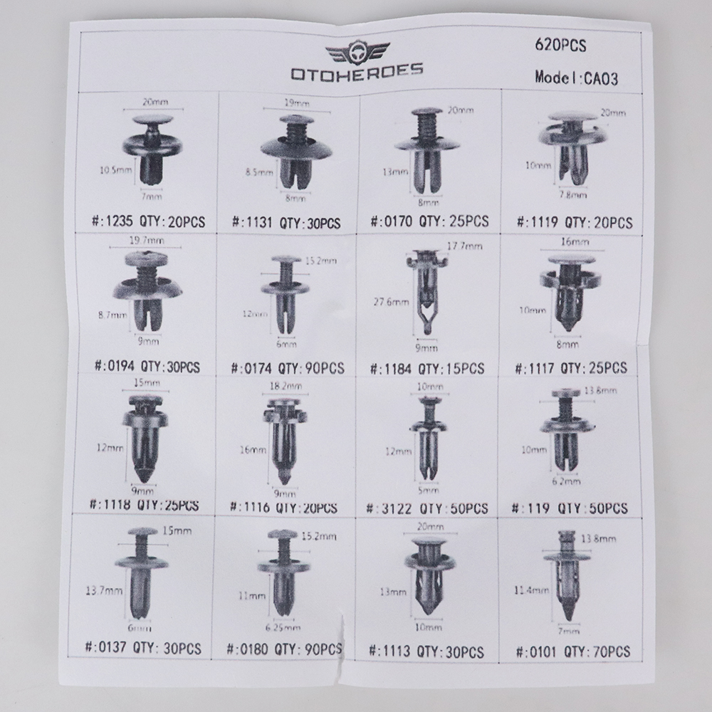 OTOHEROES Baut Rivet Mobil Universal Car Push Pin Fasteners Clip 620 ...