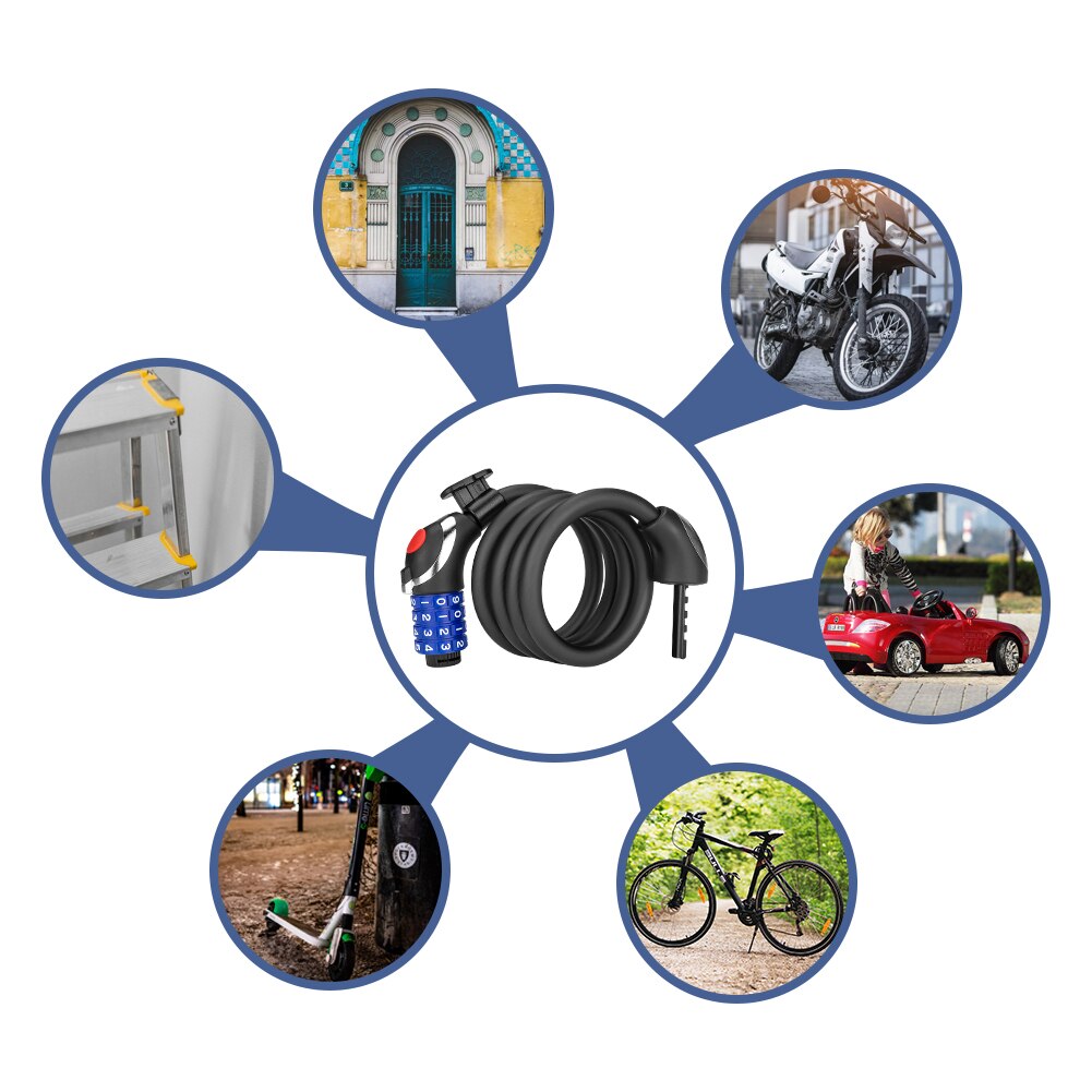 TONYON Gembok Sepeda Kombinasi Angka 4 Digit LED Light Anti-Theft Chain ...
