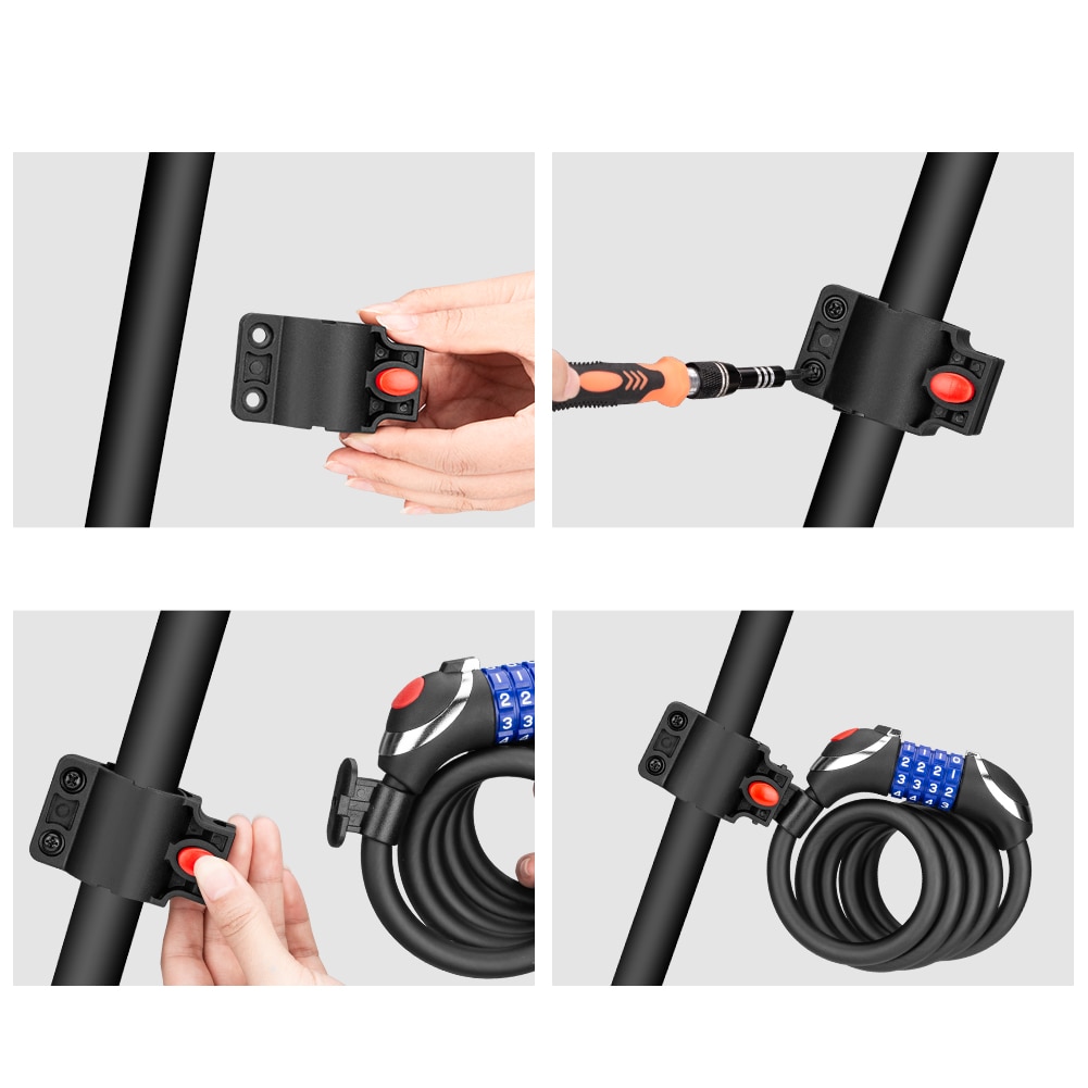 TONYON Gembok Sepeda Kombinasi Angka 4 Digit LED Light Anti-Theft Chain ...