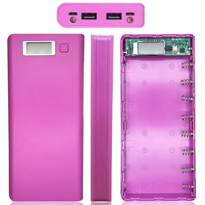 Taffware DIY Power Bank Case 2 USB Port & LCD 8x18650 - C13 - Blue ...